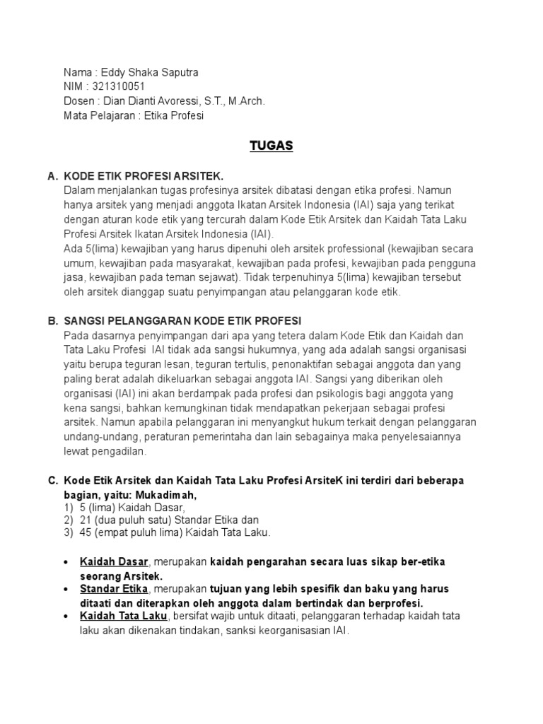 Etika Profesi Arsitek | PDF | Karier & Perkembangan | Seni