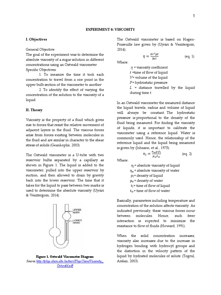 Labrep Experiment 6 - Viscosity | PDF | Viscosity | Liquids