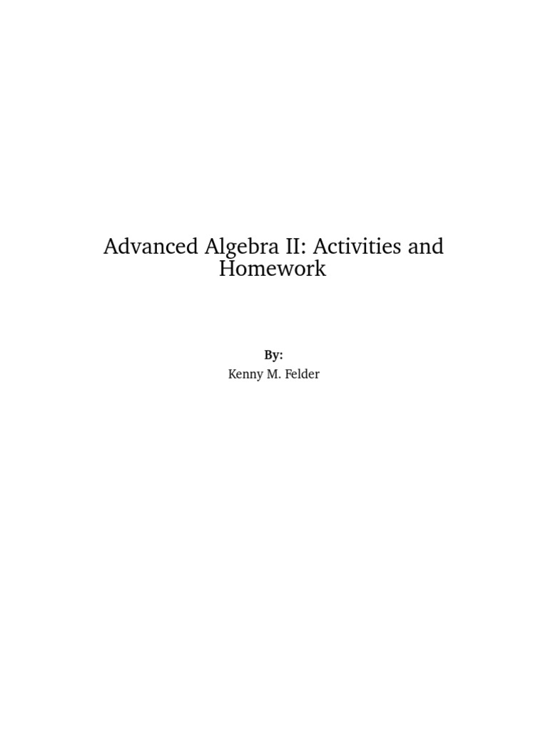 Advanced Algebra II Activities and Homework 5.4 PDF | PDF | Quadratic ...