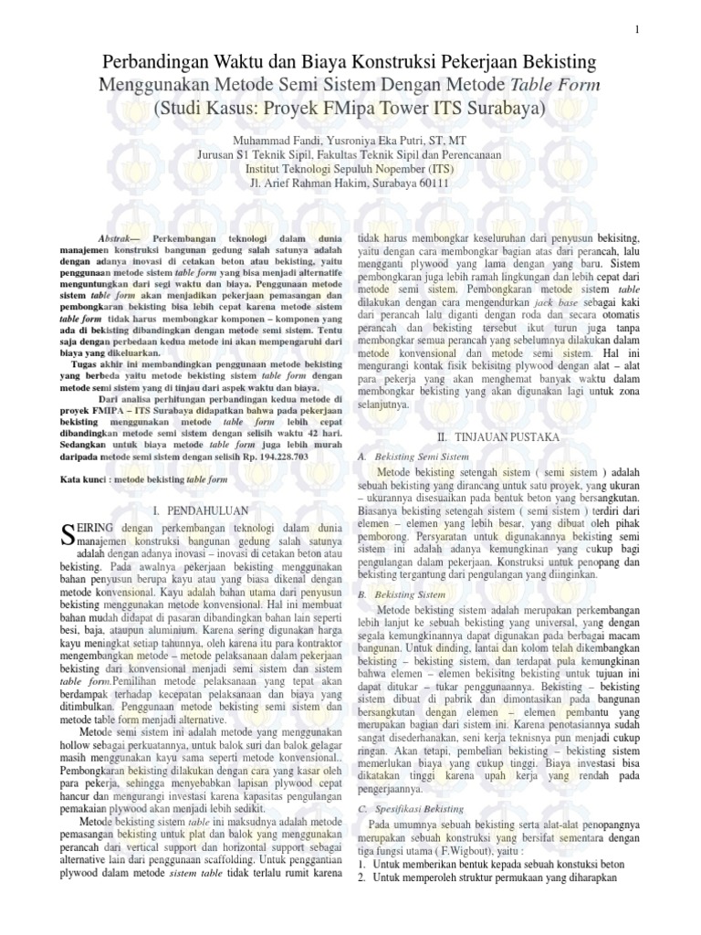 Kata Kunci - Metode Bekisting Table Form | PDF