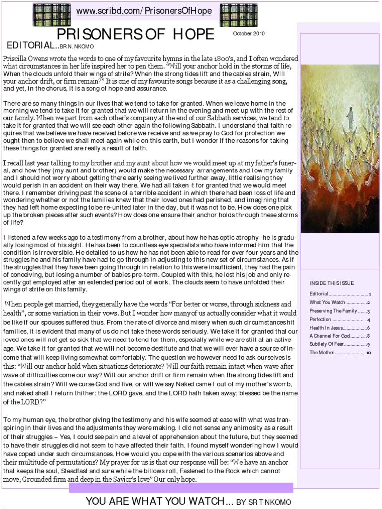 Prisoners of Hope October 2010 | PDF | Paul The Apostle | Jesus