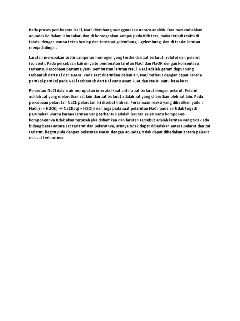 Pada Proses Pembuatan NaCl | PDF