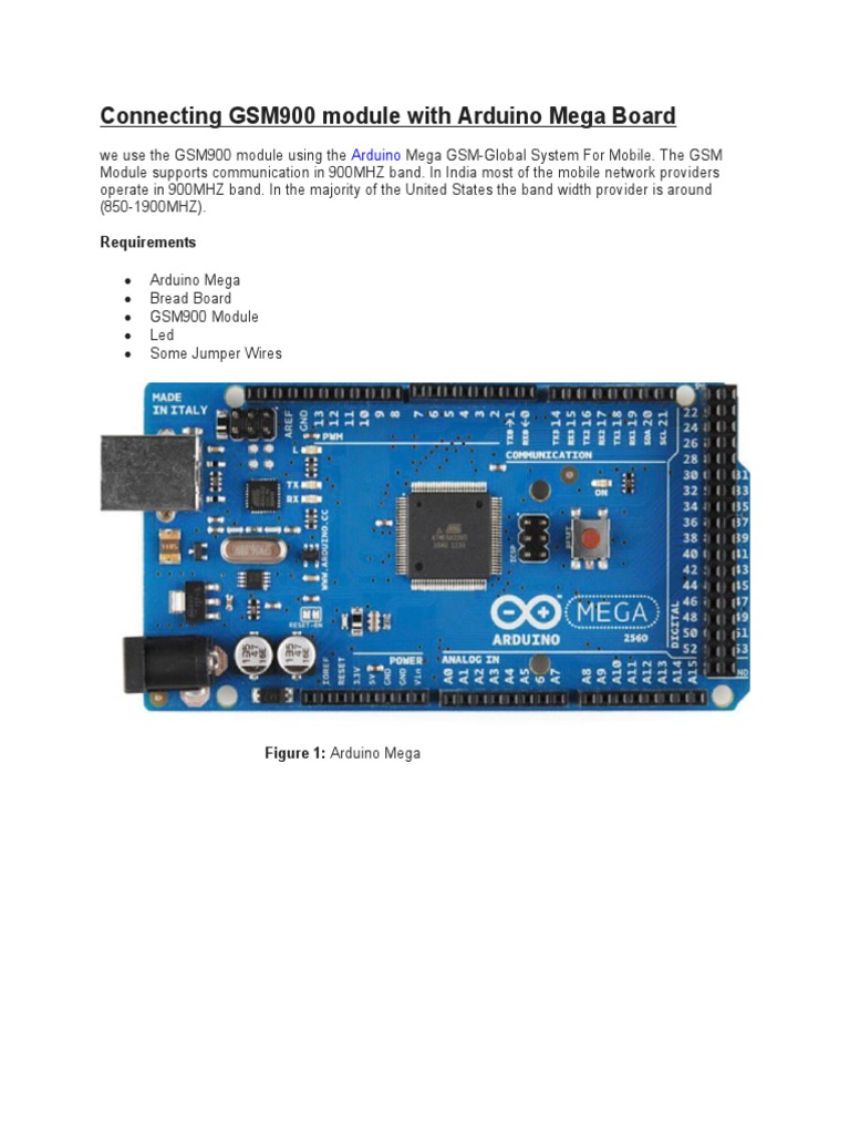 Connecting GSM900 Module With Arduino Mega Board | PDF | Arduino | Digital Technology