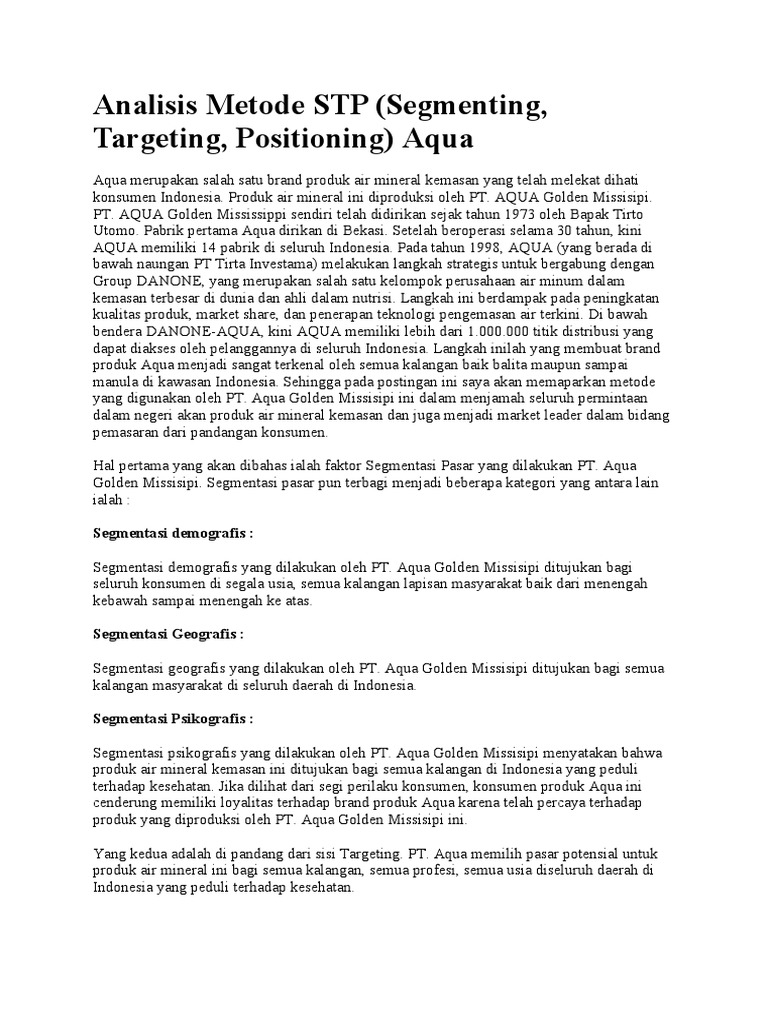 Contoh Kasus Analisis Metode STP | PDF