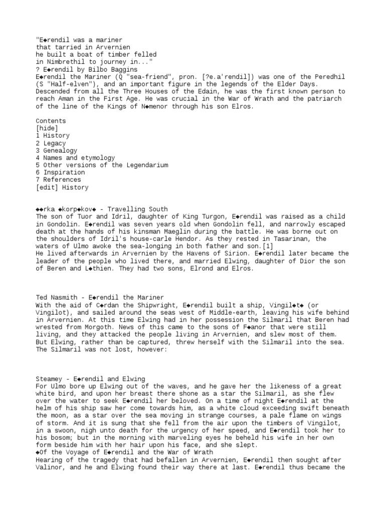Earendil The Mariner | Download Free PDF | Middle Earth | Fantasy Worlds