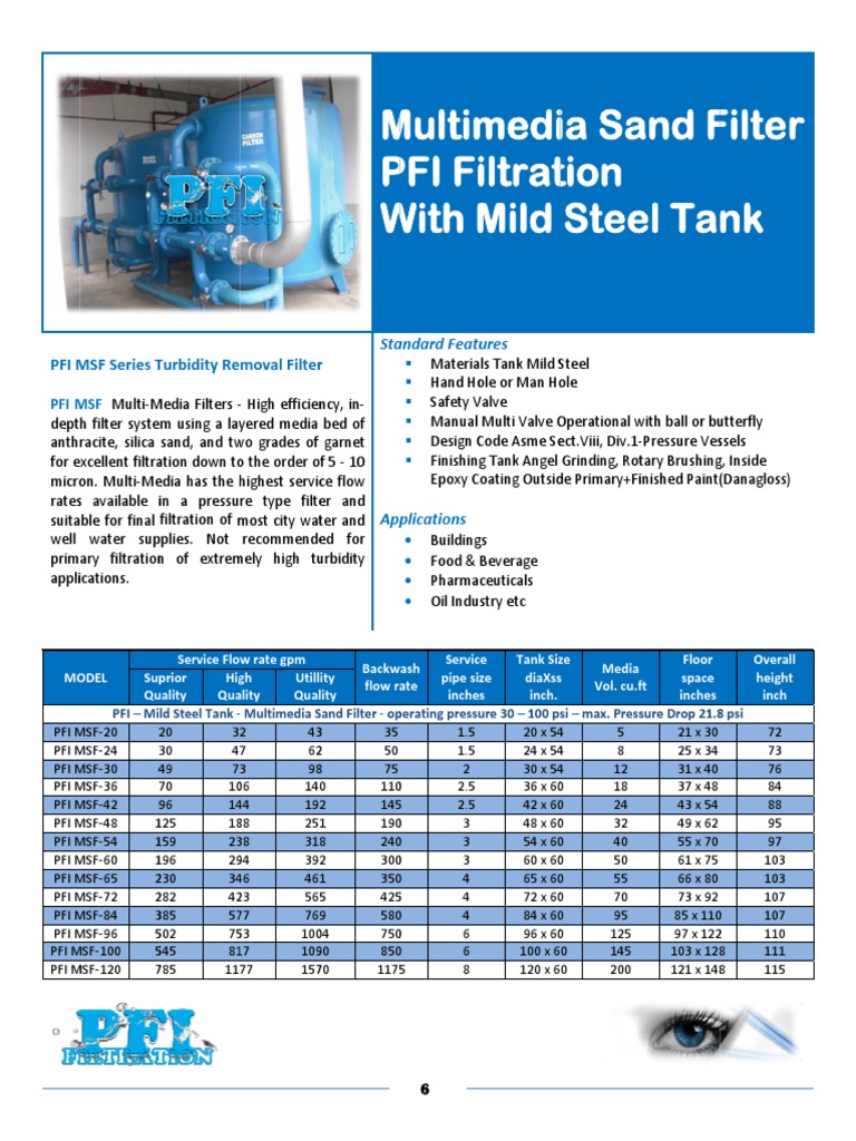 PFI Multimedia Sand Filter With Mild Steel Tank | Download Free PDF ...