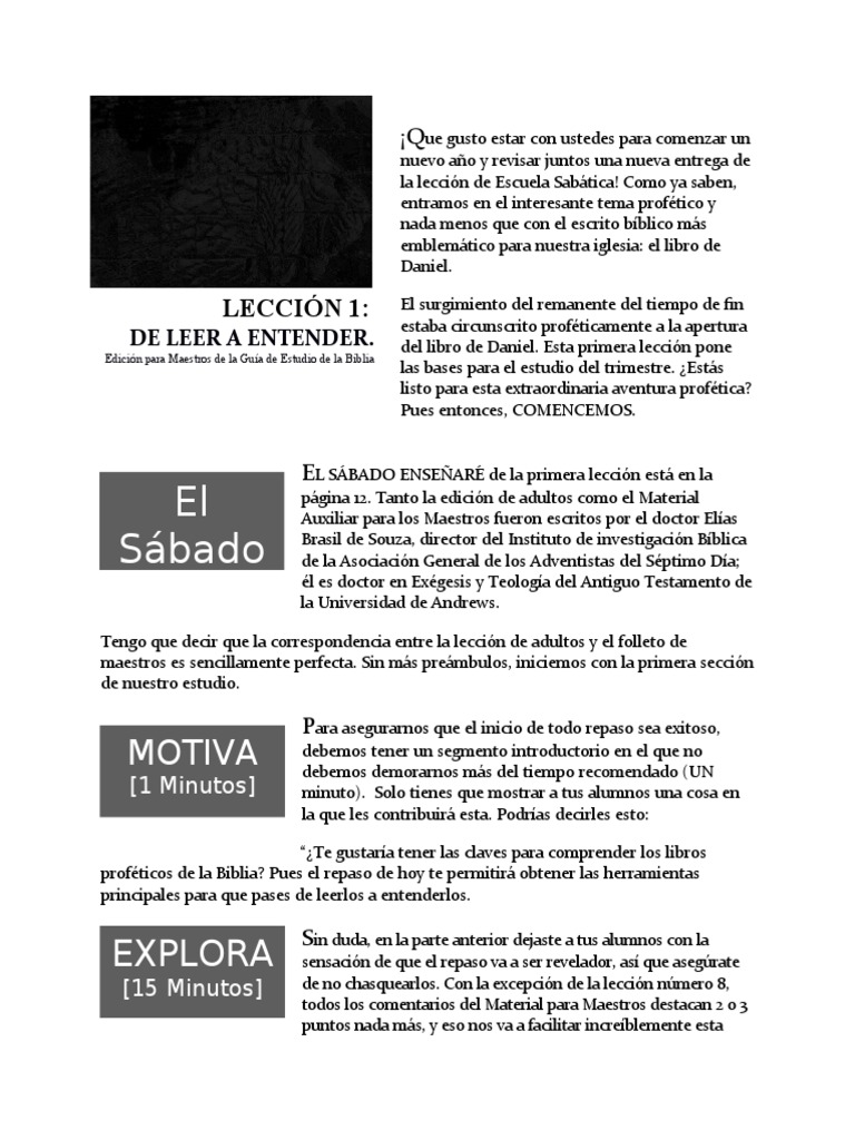 BOSQUEJO T1 Lección 1 | PDF | Libro de daniel | Profecía