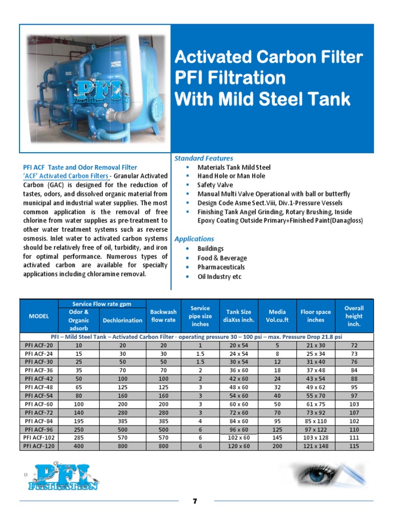 PFI PROFILTER Activated Carbon Filter With Mild Steel Tank | PDF ...