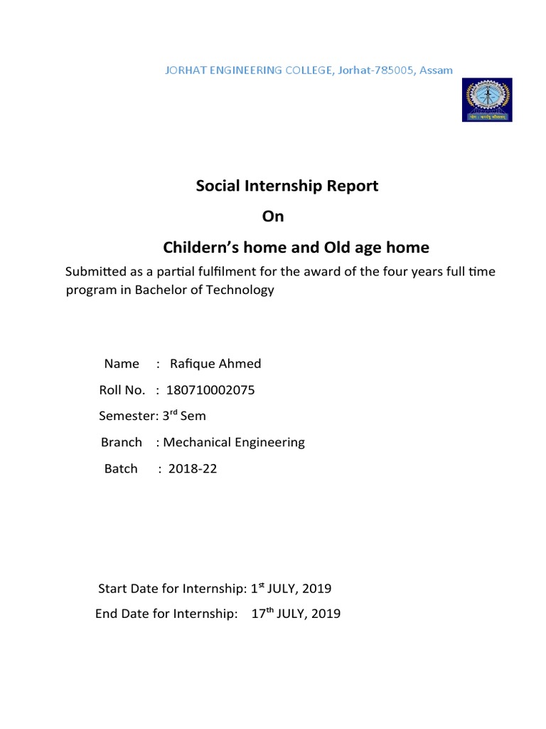 Social Internship Report JEC | PDF | Child Protection | Psychological ...
