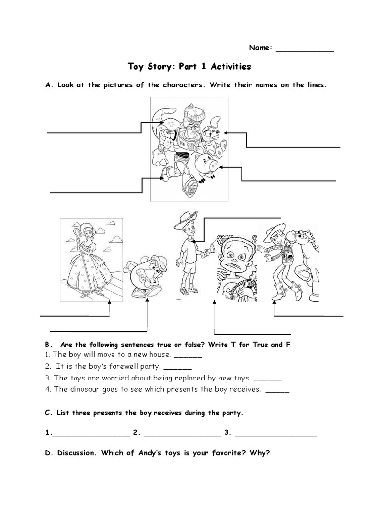 Toy Story Learning Activities Worksheets | PDF