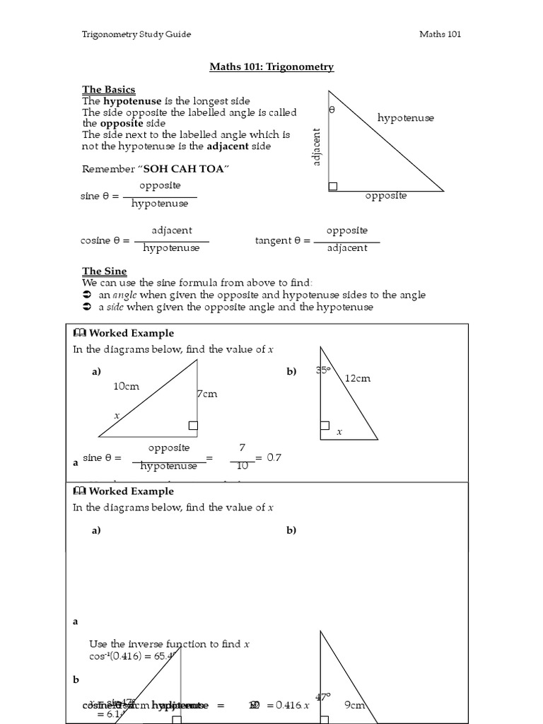 Trigonometry 101 | PDF | Trigonometric Functions | Sine