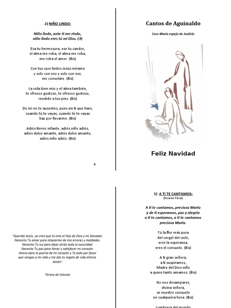 Letras de Aguinaldos Navideños | PDF | María, madre de Jesús | Nochebuena