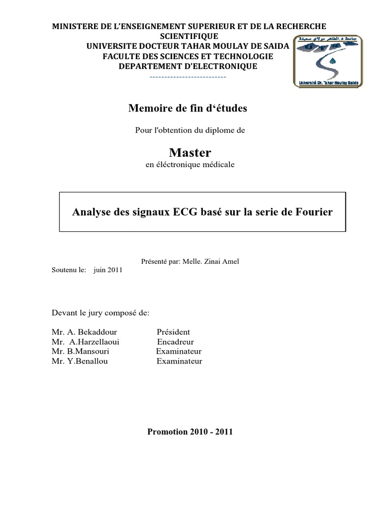 Analyse des Signaux ECG et Fourier | PDF | Cœur | Électrocardiographie