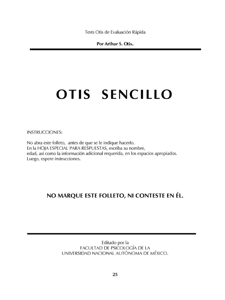 Cuadernillo Test Otis | PDF