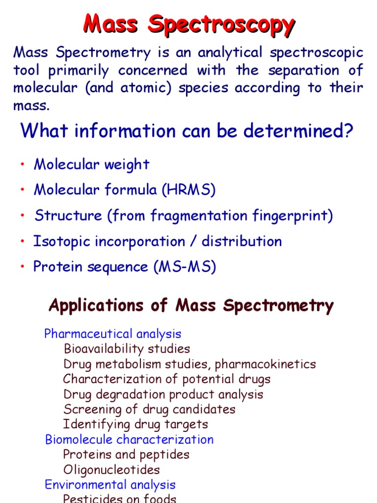 Lecture MS 1S-1 | PDF | Atomic Mass Unit | Mass Spectrometry
