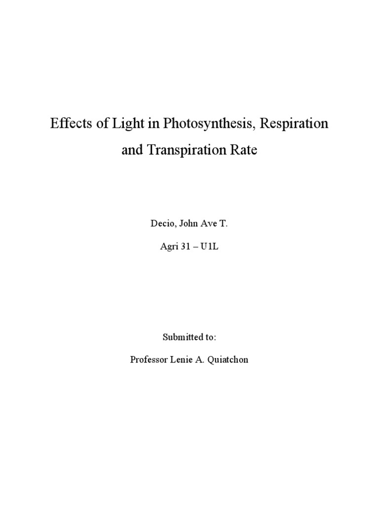 Agri 31 Scientific Report | PDF | Photosynthesis | Cellular Respiration