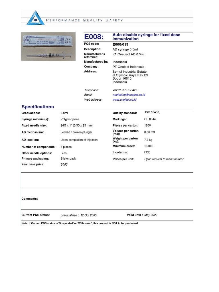 Indonesia PT Oneject | PDF | Syringe | Equipment