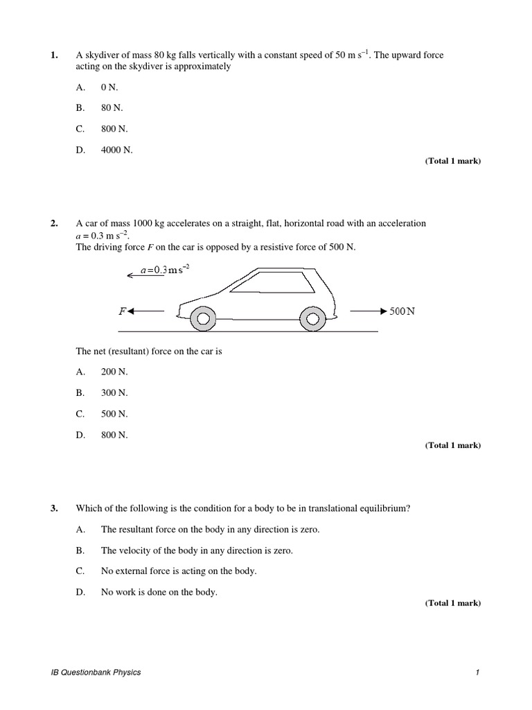 Physics Forces Questions | PDF | Force | Weight