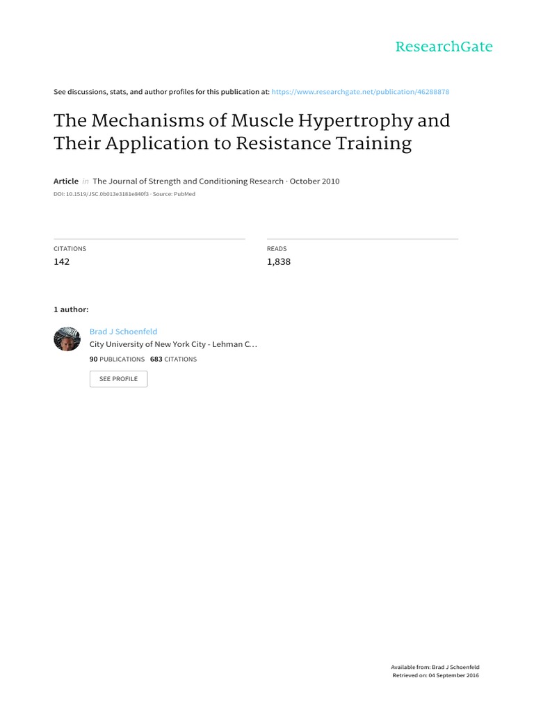 The Mechanisms of Muscle Hypertrophy and Their Application To ...