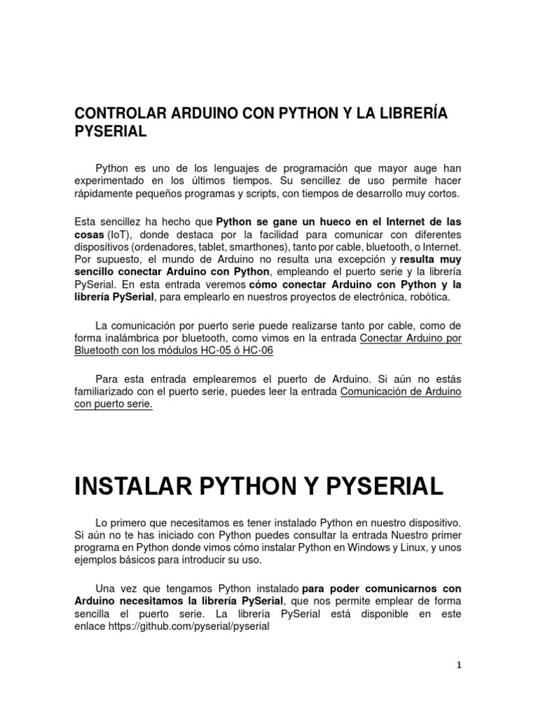 Python Y Arduino Pdf Python Lenguaje De Programación Arduino 2731