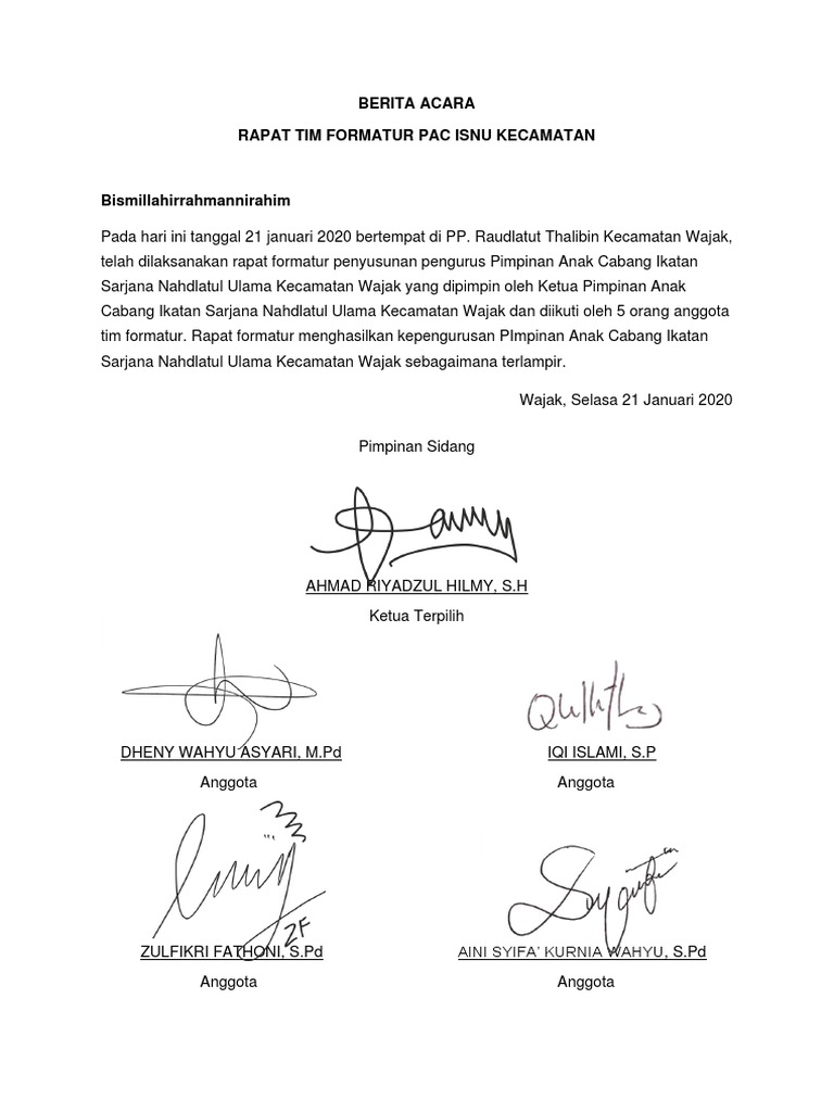 Contoh BERITA ACARA ISNU | PDF