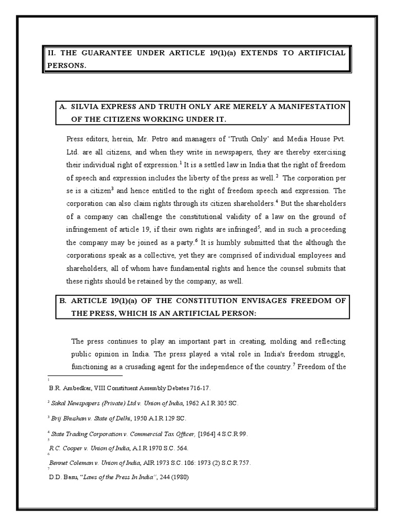 Respondents Arguments Advanced | PDF | Freedom Of The Press ...