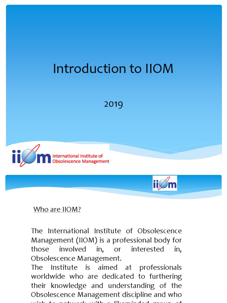 IIOM Introductory Presentation 2019 | PDF | United Kingdom | Business