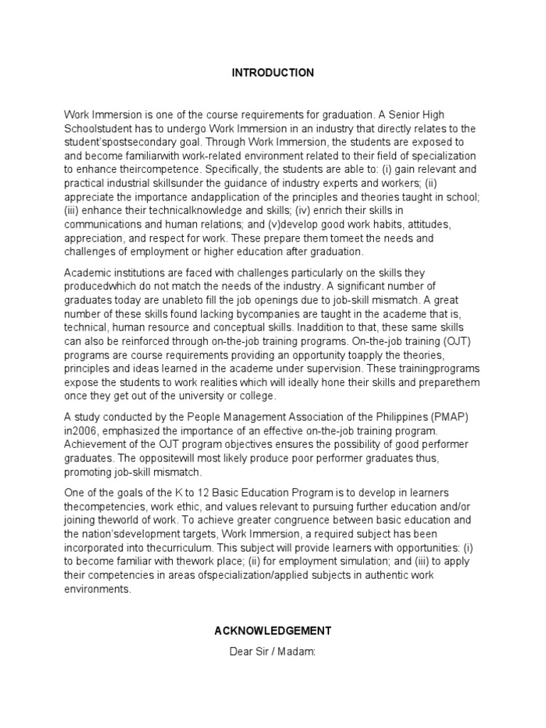 Introduction... Work Immersion | Download Free PDF | Learning | Cognition