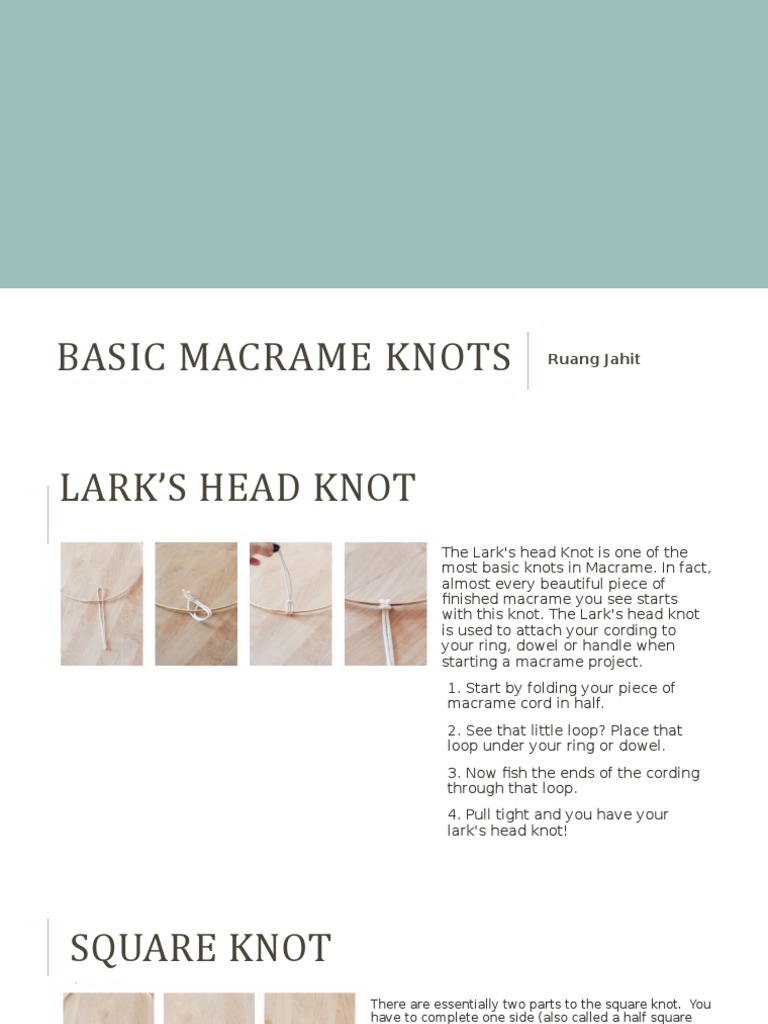 Basic Macrame Knots | PDF | Knot | Ropework