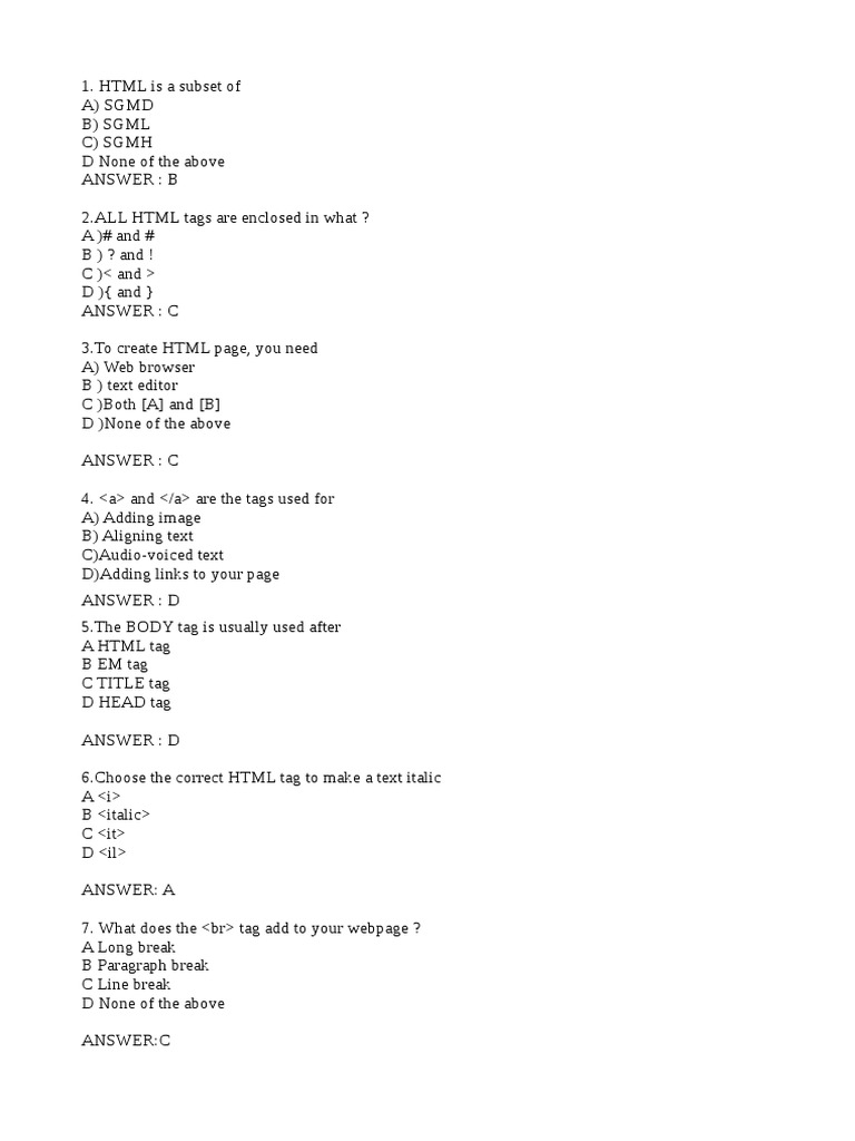 Iwd Ie2 MCQ | PDF | Html Element | Hyperlink