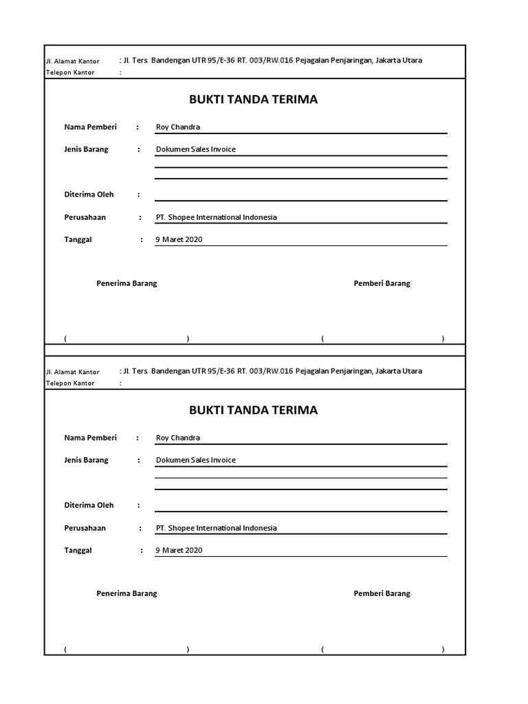 Form Tanda Terima | PDF