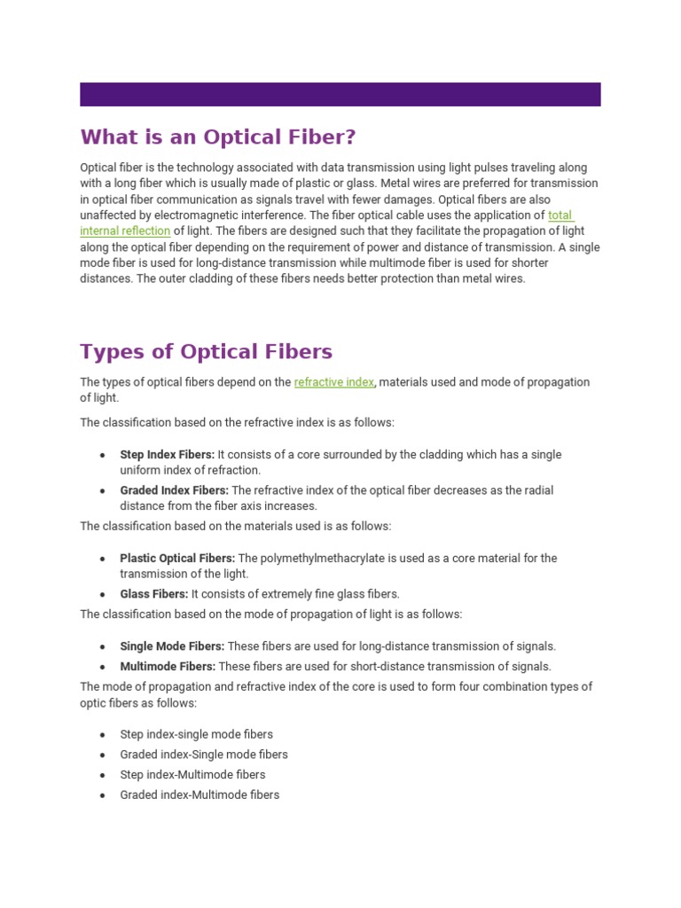 Optical Fiber | PDF | Optical Fiber | Fiber Optic Communication