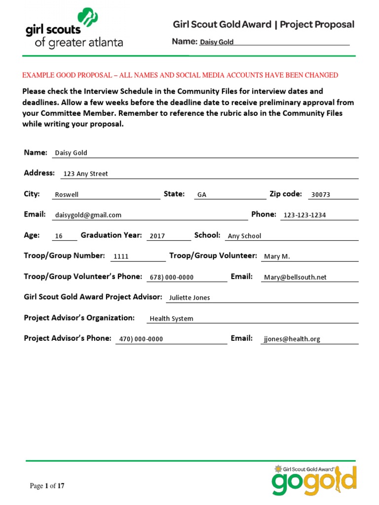 Sample Gold Award Proposal PDF | PDF | Adolescence | Cancer Survivor