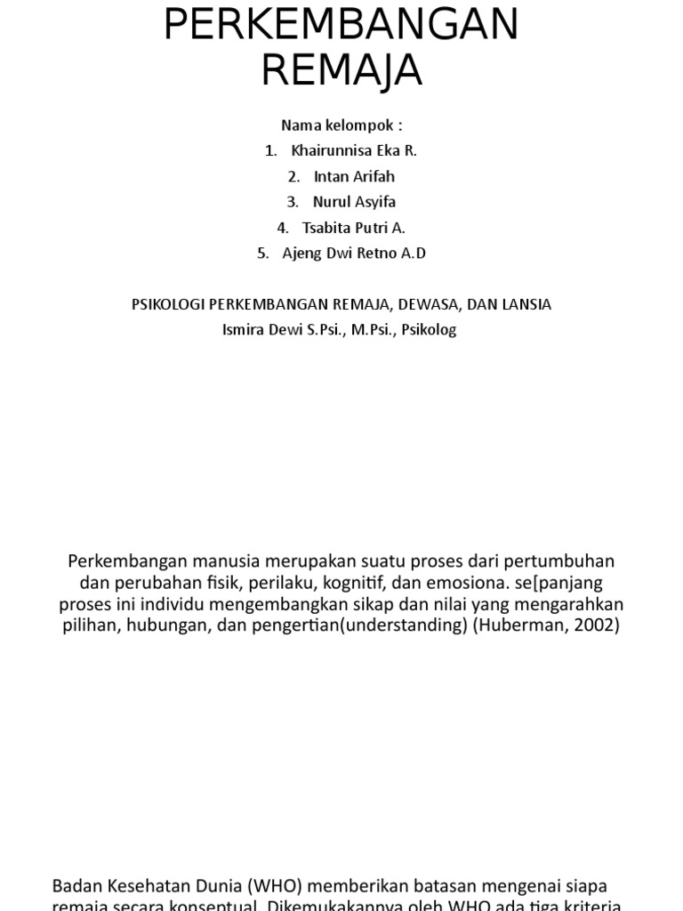 Perkembangan Remaja | PDF | Sains & Matematika
