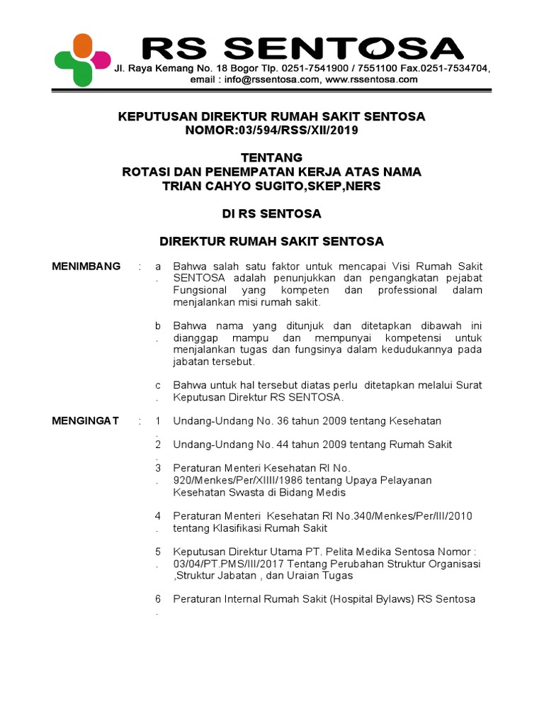 Draft SK Rotasi Dan Penempatan Desember | PDF | Pengelolaan Keuangan & Uang