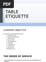 Dinner Sequence of Service | PDF | Entrée | Tableware