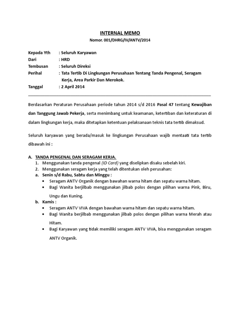Contoh Drafting INTERNAL MEMO | PDF