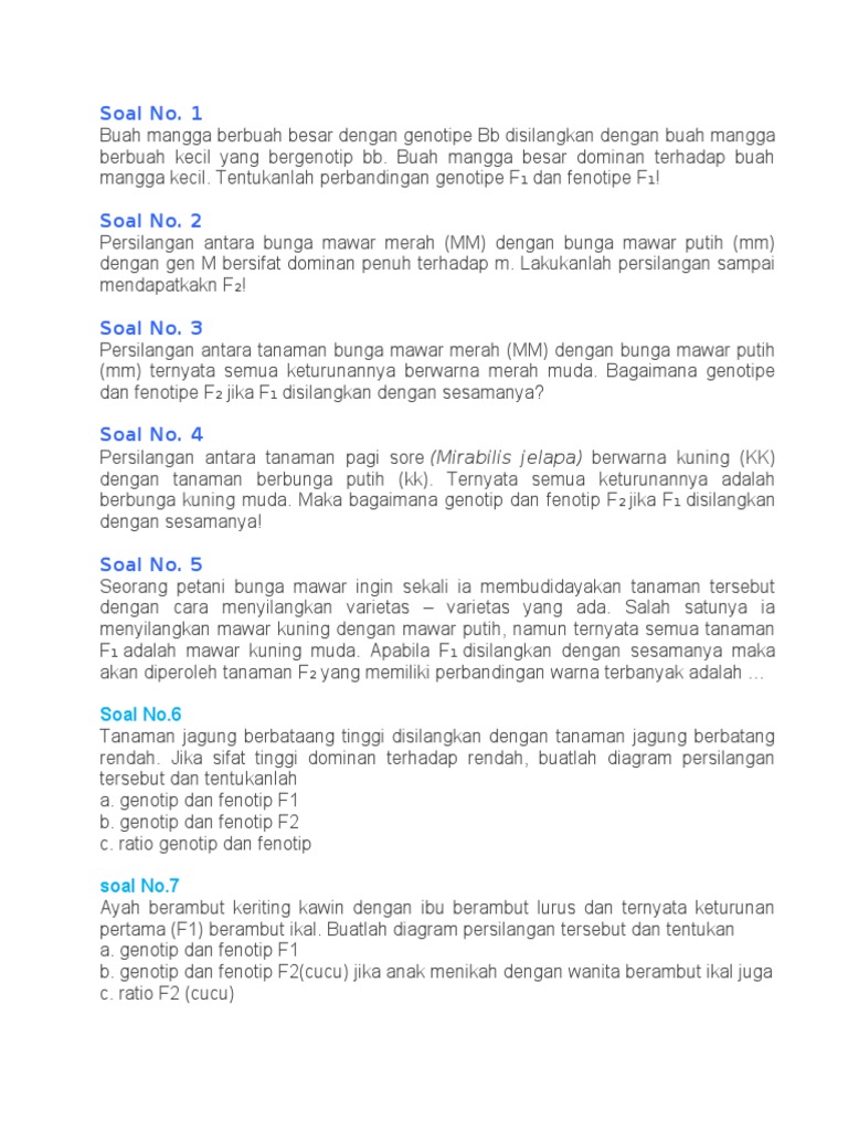 Soal Genetika dan Persilangan | PDF | Sains & Matematika