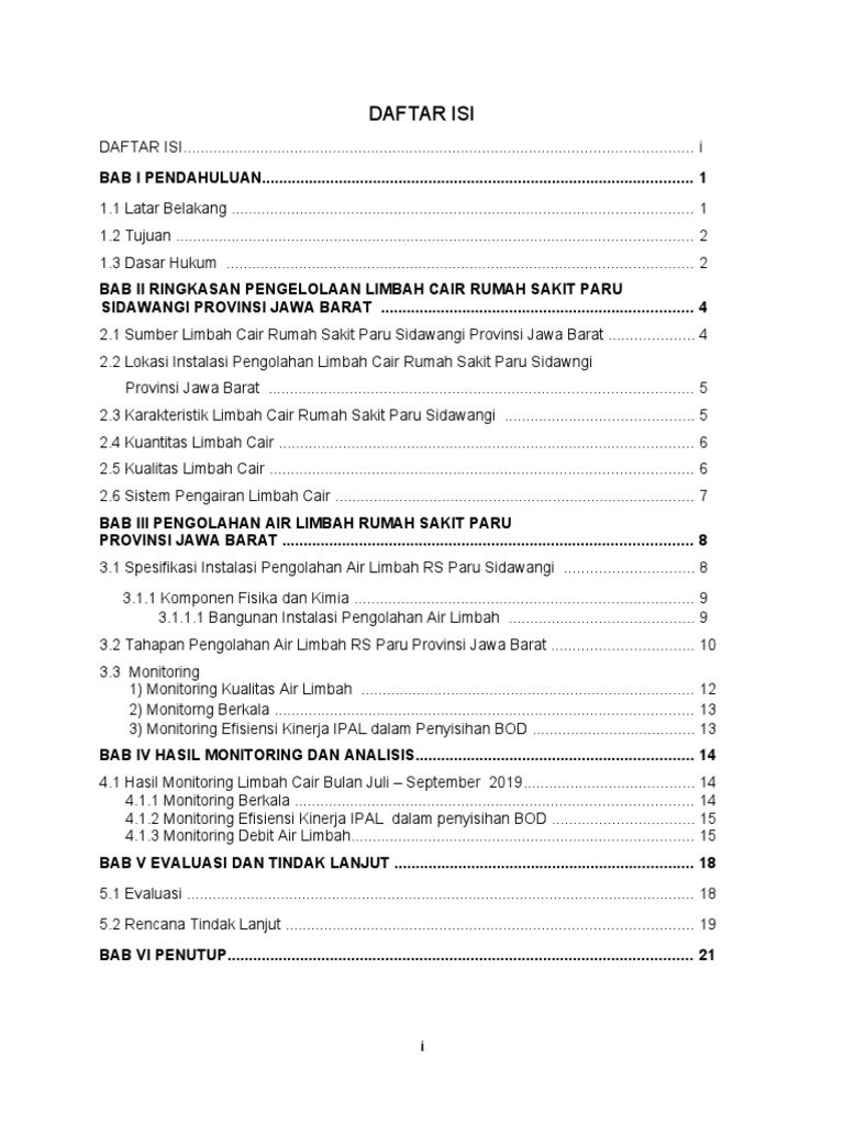 DAFTAR ISI Laporan IPAl Triwulan 3 | PDF