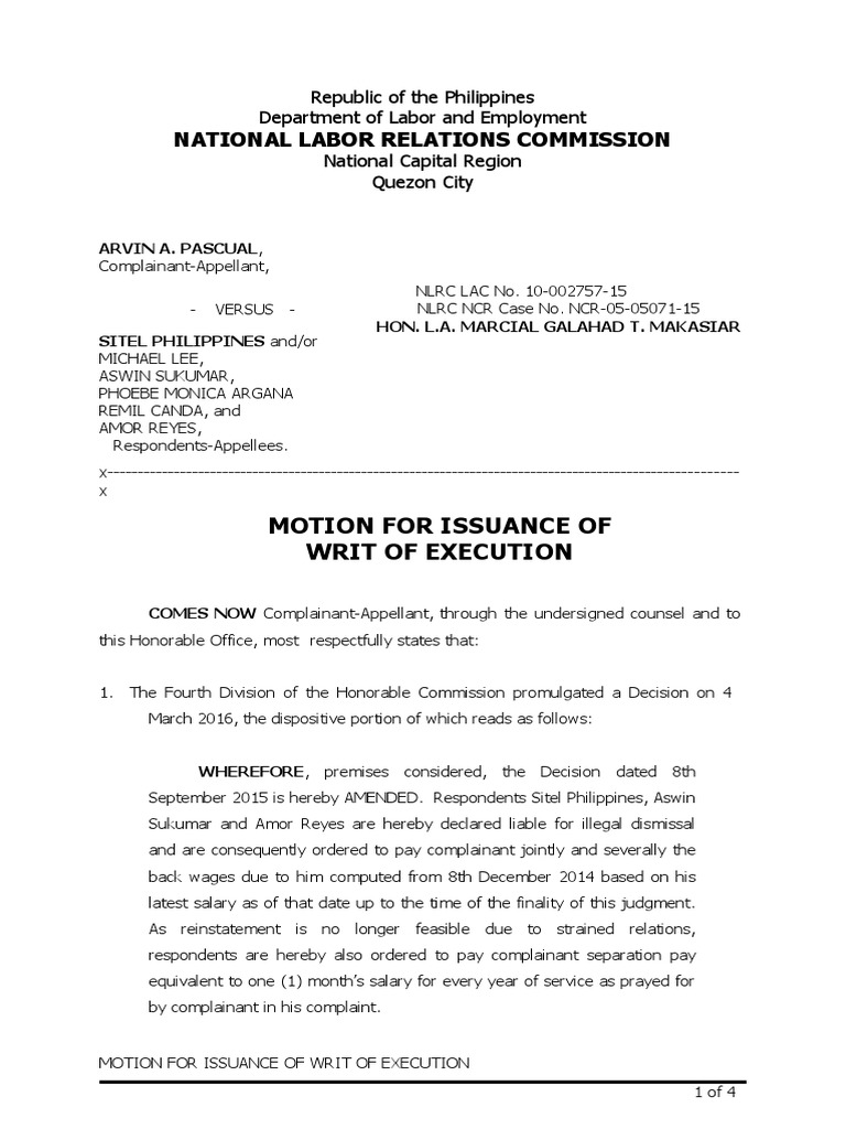 2 Motion Execution | PDF | Judgment (Law) | Public Law