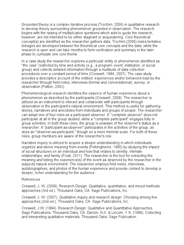 An Overview of Grounded Theory, Case Study, Phenomenological, and ...