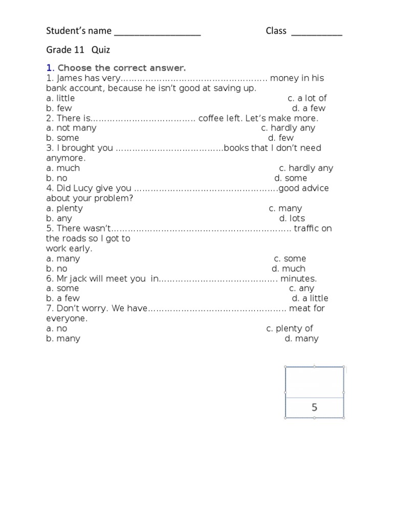 Grade 11 Quantifiers and Relative Pronouns Quiz | PDF | Games & Activities