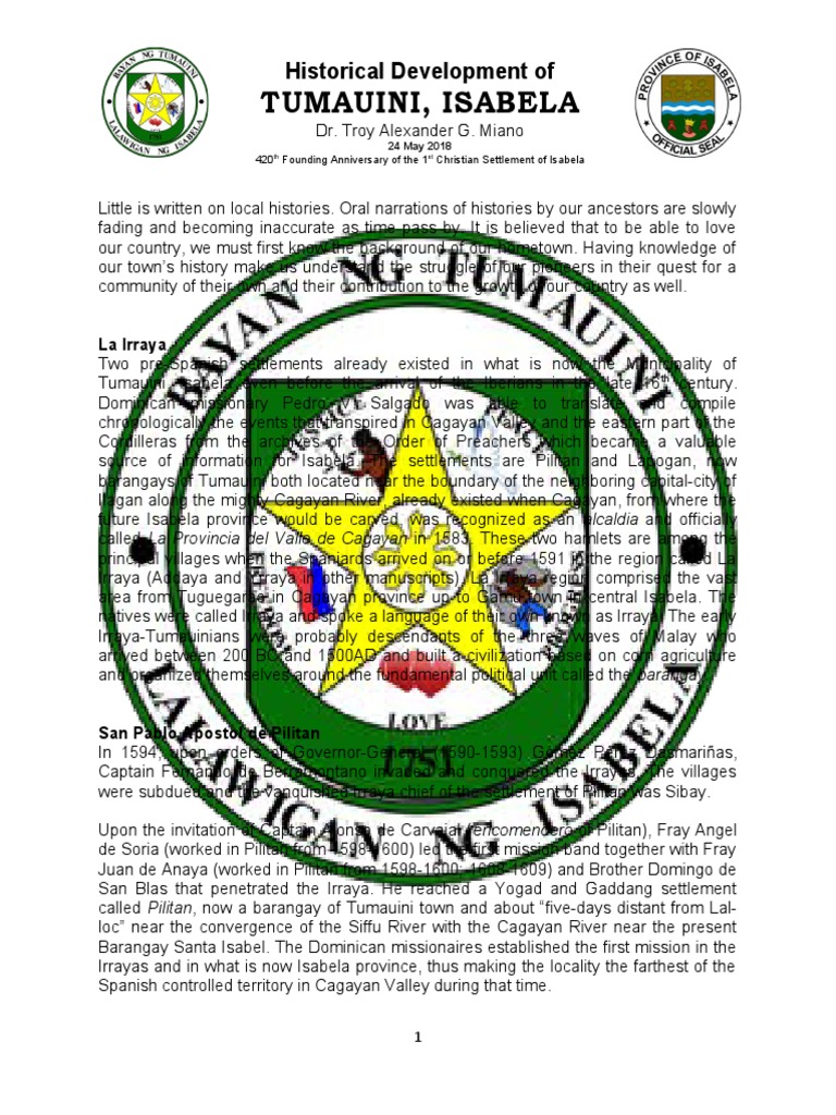 2018 05-24 History of Tumauini, Isabela | PDF | Travel