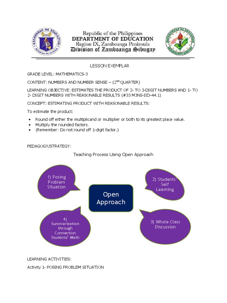 Grade 3 Math Lesson Exemplar: Estimation | PDF | Multiplication | Teaching