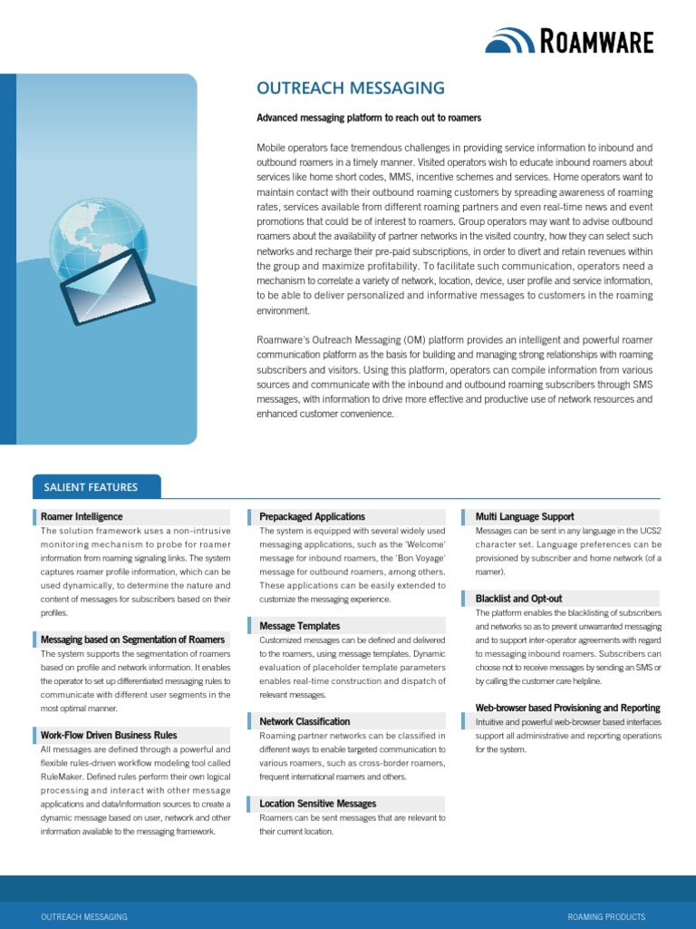 Outreach Messaging | PDF | Roaming | Subscription Business Model