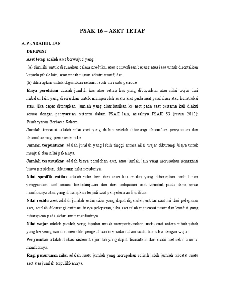 Psak 16 | PDF | Pengelolaan Keuangan & Uang