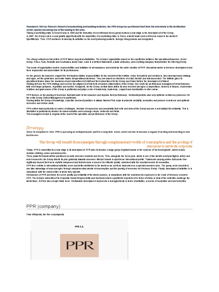 Strategy: PPR (Company) | PDF | Economies | Business