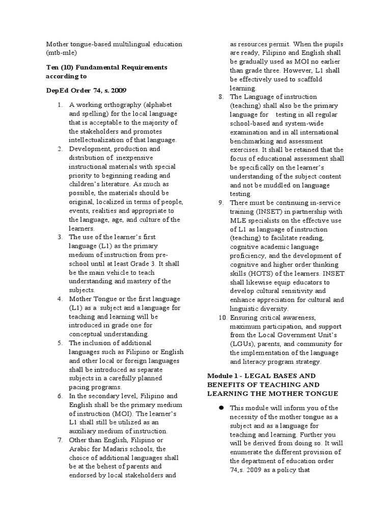 Mother Tongue Reviewer (Tagalog) | PDF | Phoneme | Vowel