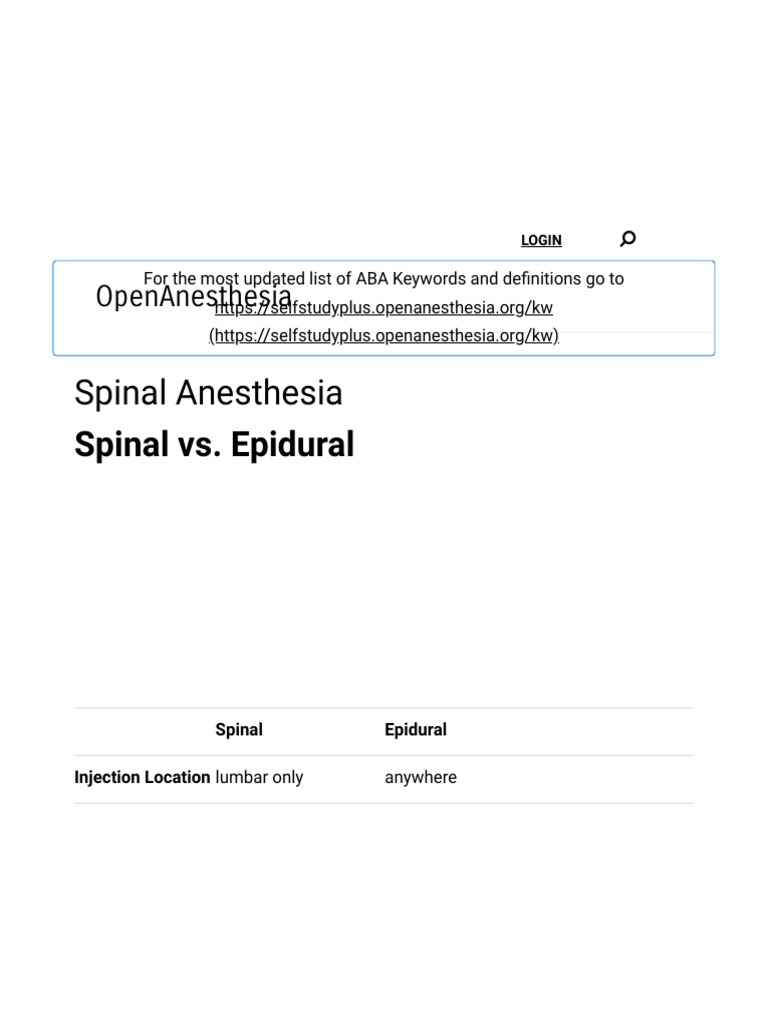 Spinal Anesthesia PDF | PDF | Anesthesia | Vertebral Column