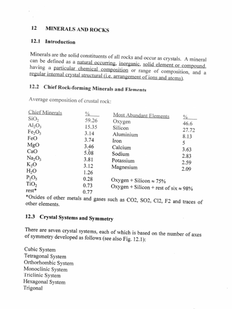 CON4341 - E - Note - 10 Minerals and Rocks | PDF
